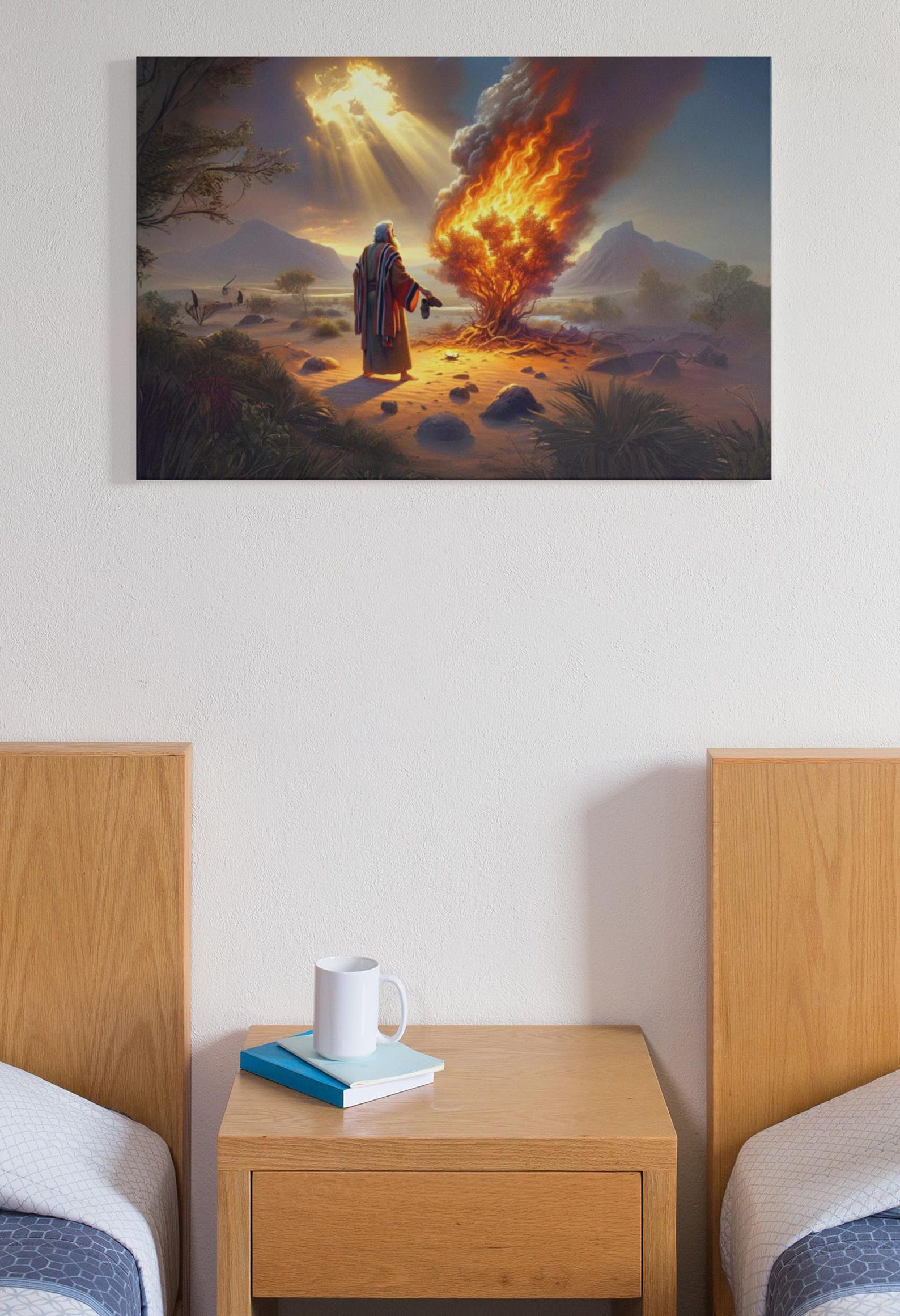 Moses and the Burning Bush Matte Canvas Print, Christian Artwork From ...