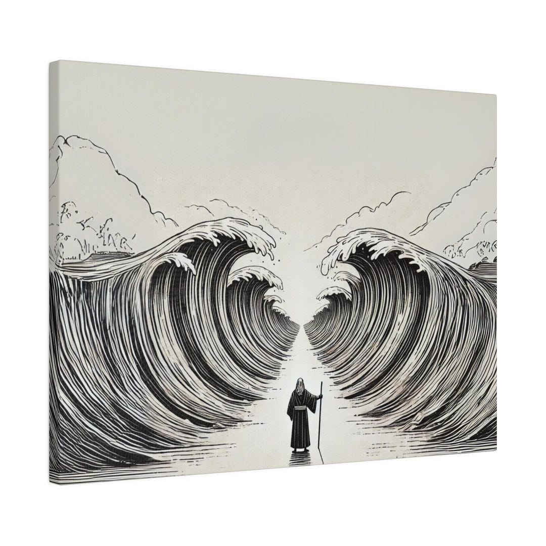 Moses Splitting the Red Sea Minimalist Monochromatic Edition, Christian ...