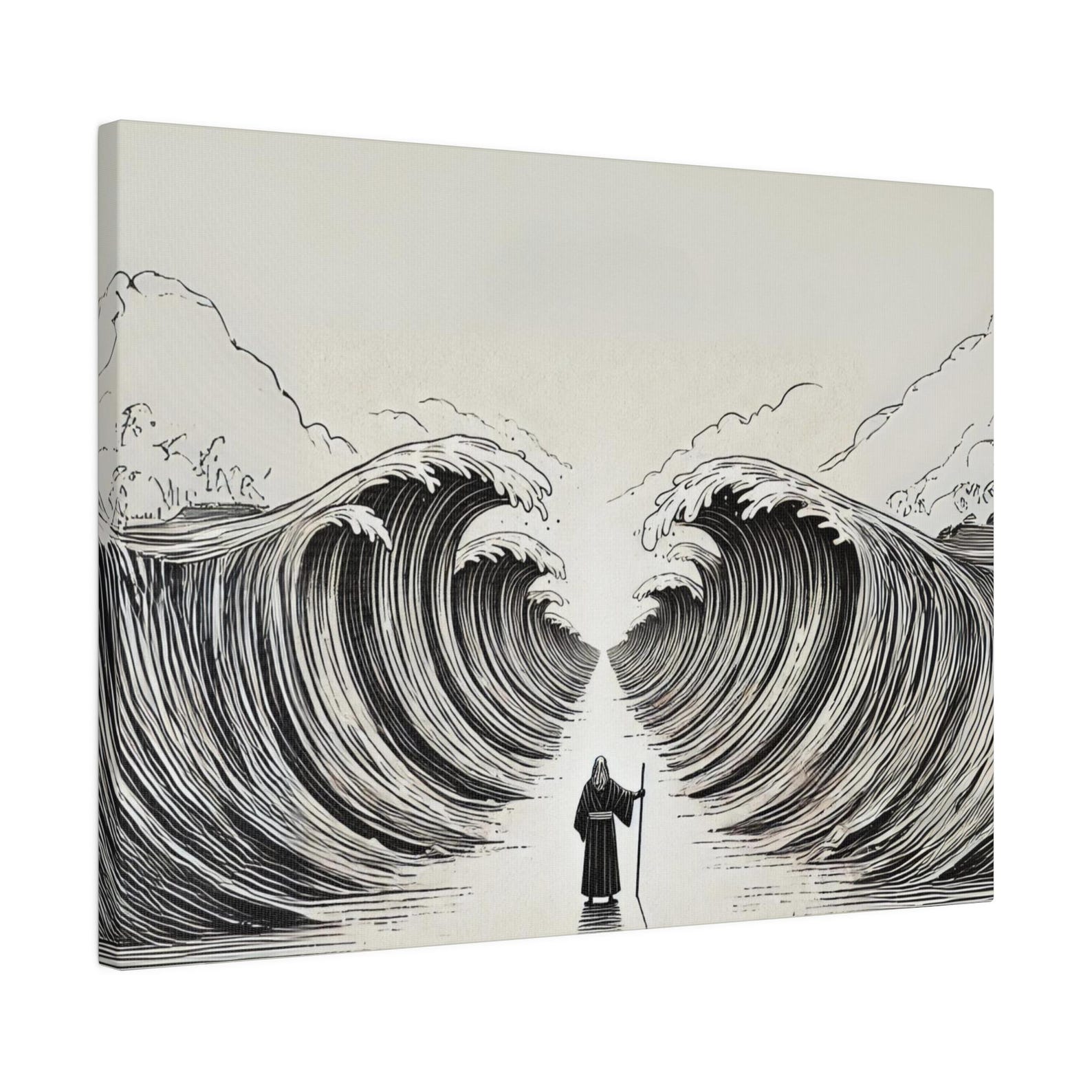 Moses Splitting the Red Sea Minimalist Monochromatic Edition, Christian ...