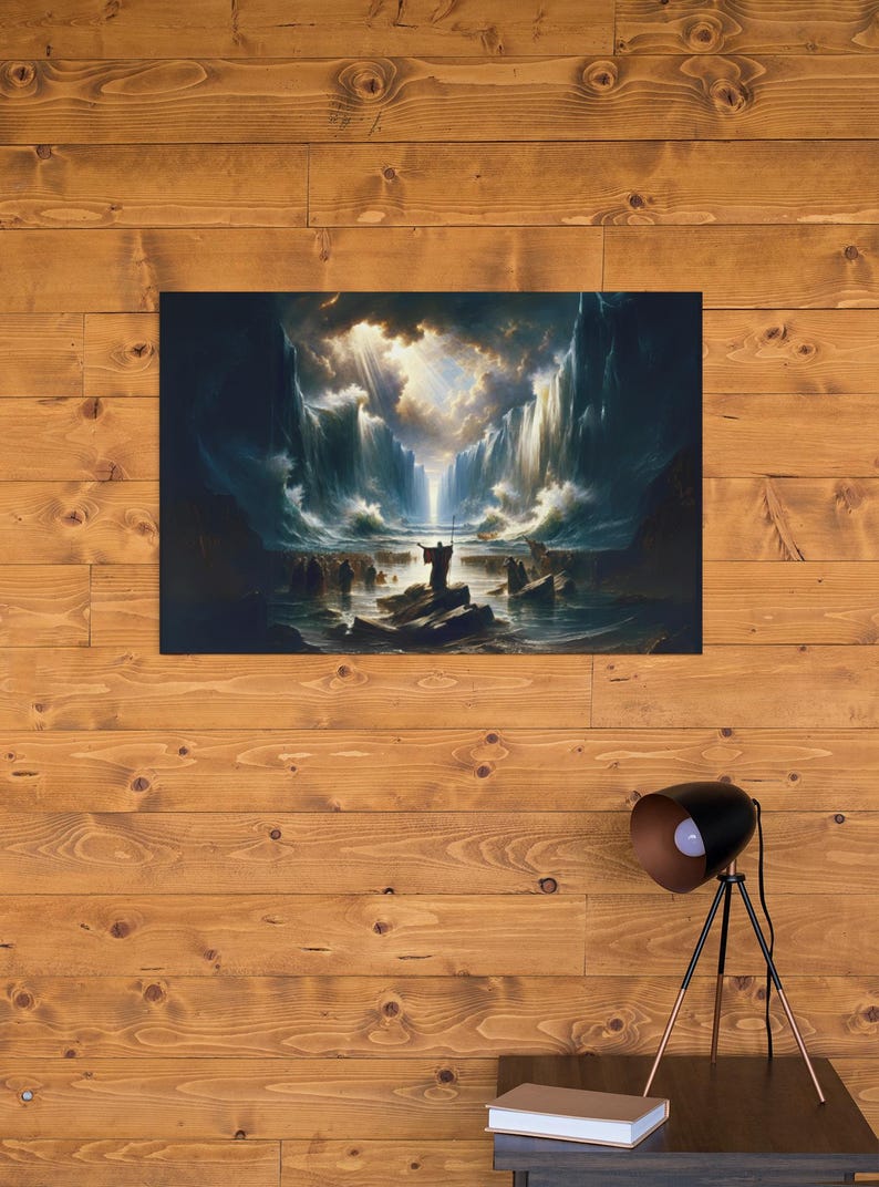 Moses Splitting the Red Sea Canvas Print, Christian Artwork From Bible ...