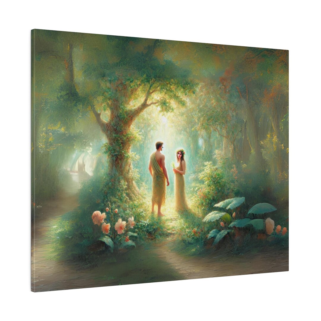 Adam and Eve Canvas Print: Garden of Eden Christian Art - Etsy