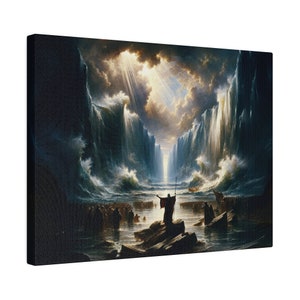 Moses Splitting the Red Sea Canvas Print, Christian Artwork From Bible ...