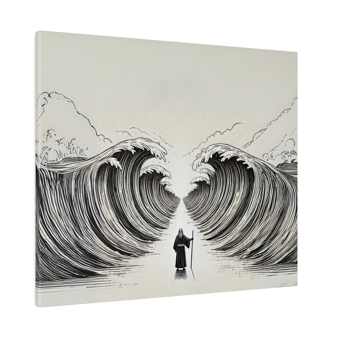 Moses Splitting the Red Sea Minimalist Monochromatic Edition, Christian ...