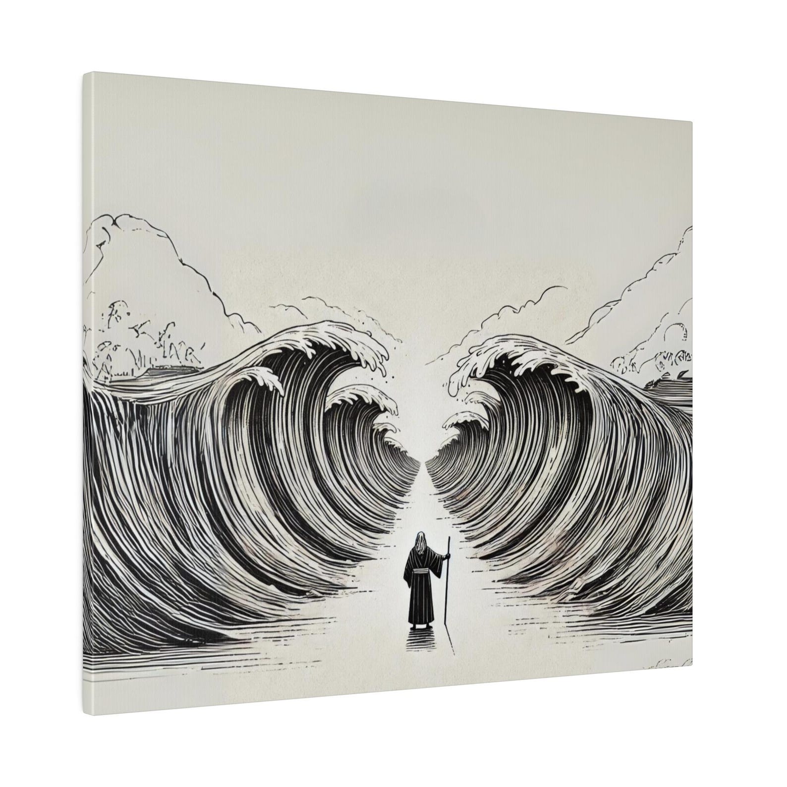 Moses Splitting the Red Sea Minimalist Monochromatic Edition, Christian ...