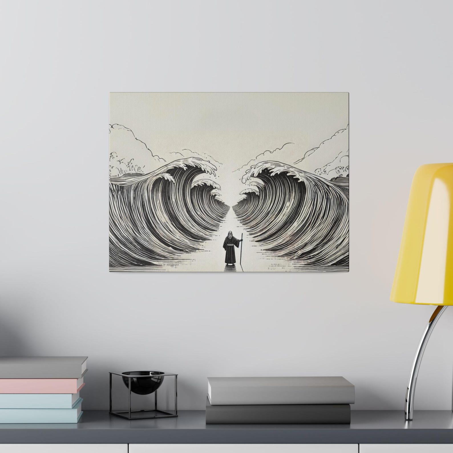 Moses Splitting the Red Sea Minimalist Monochromatic Edition, Christian ...