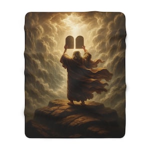 Moses and the Ten Commandments Blanket ; Christian Sherpa Fleece Throw ...
