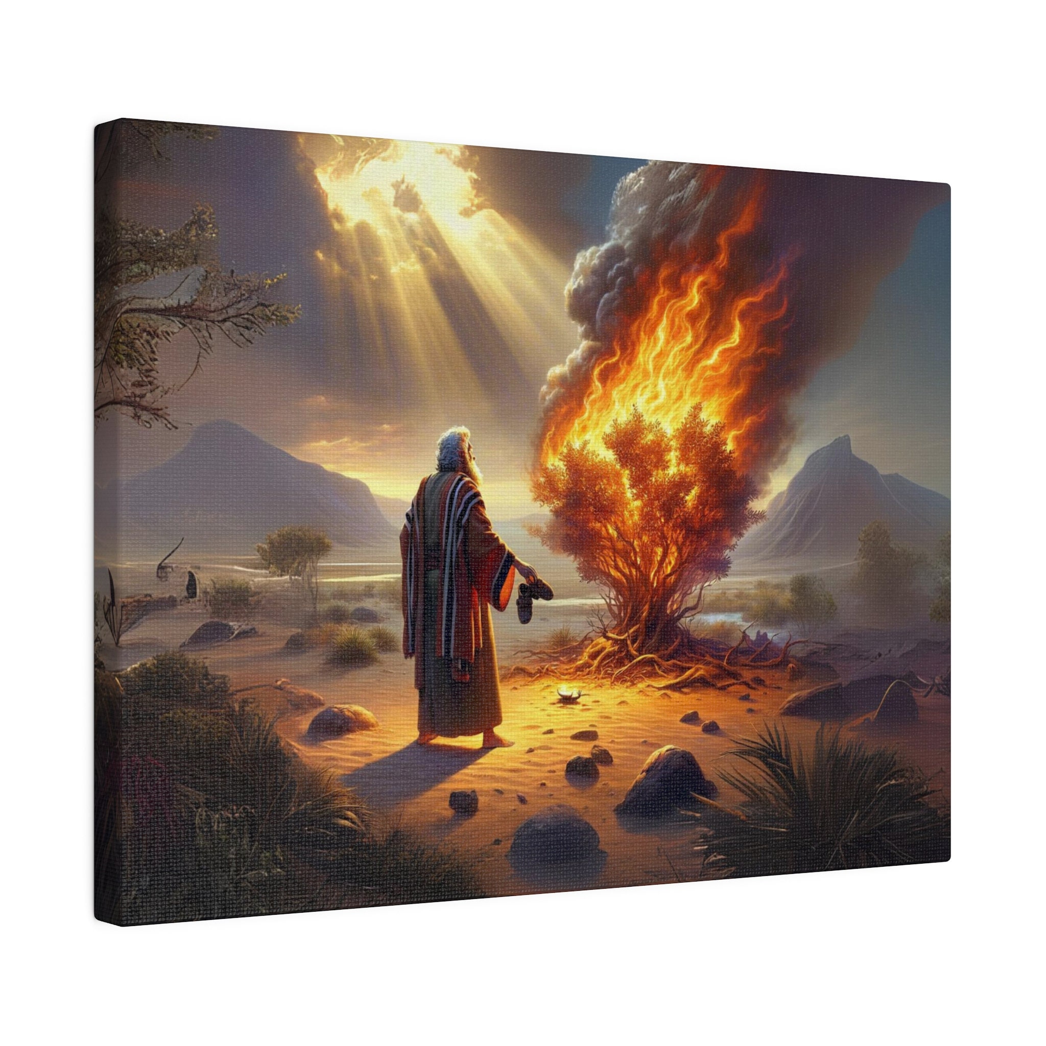 Moses and the Burning Bush Matte Canvas Print, Christian Artwork From ...