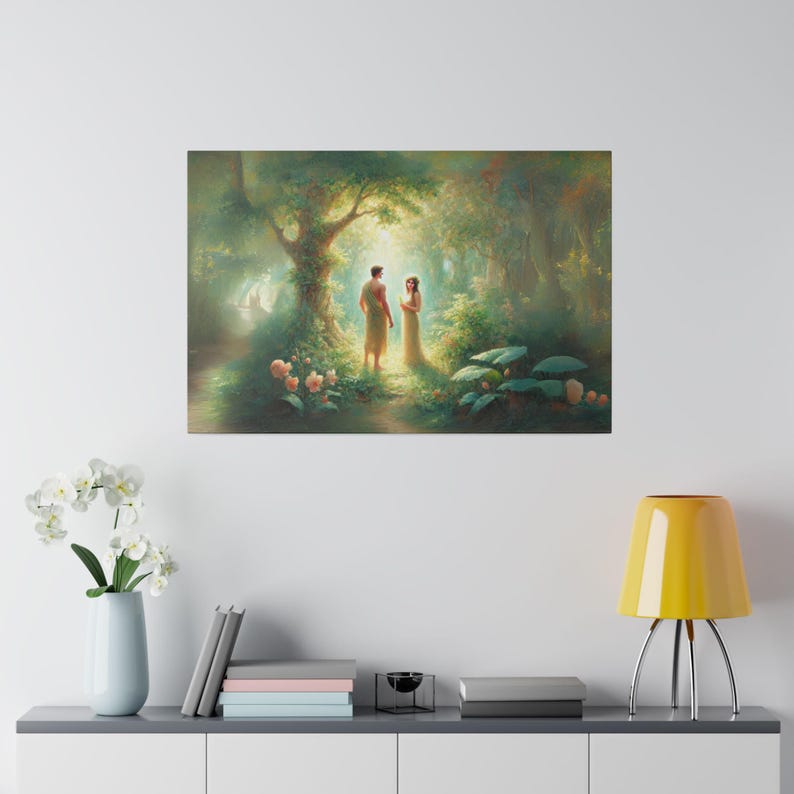 Adam and Eve Canvas Print: Garden of Eden Christian Art - Etsy