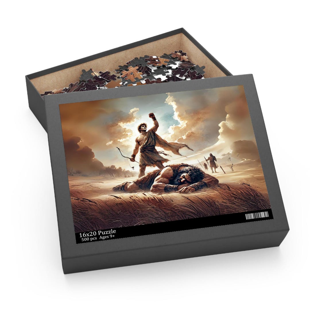 David Defeats Goliath Puzzle ; Christian Wall Art | Bible Story Jigsaw ...