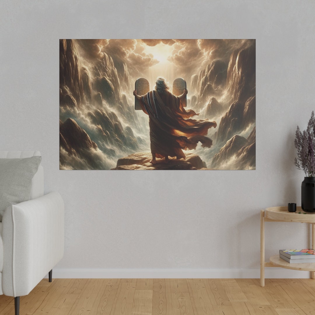 Moses and the Ten Commandments Matte Canvas Art - Etsy