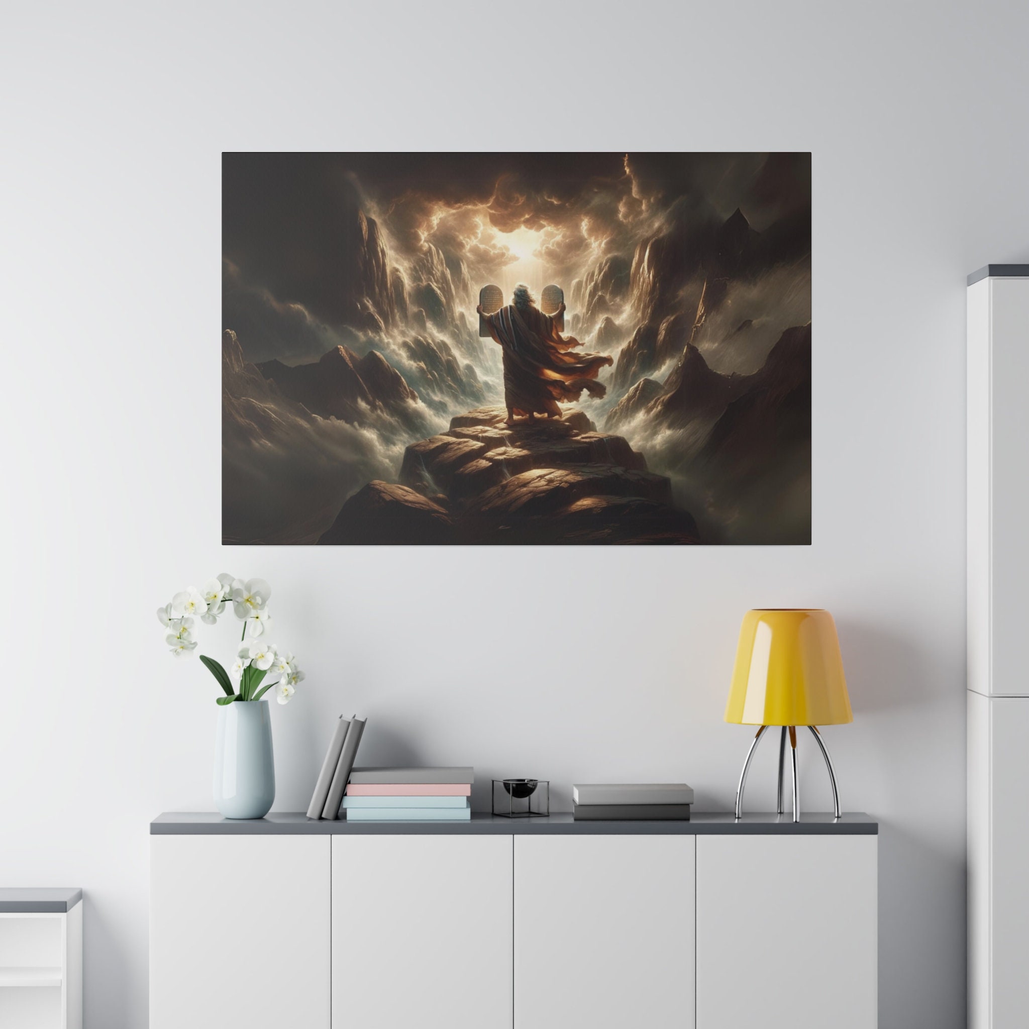 Moses and the Ten Commandments Matte Canvas Print, Christian Artwork ...