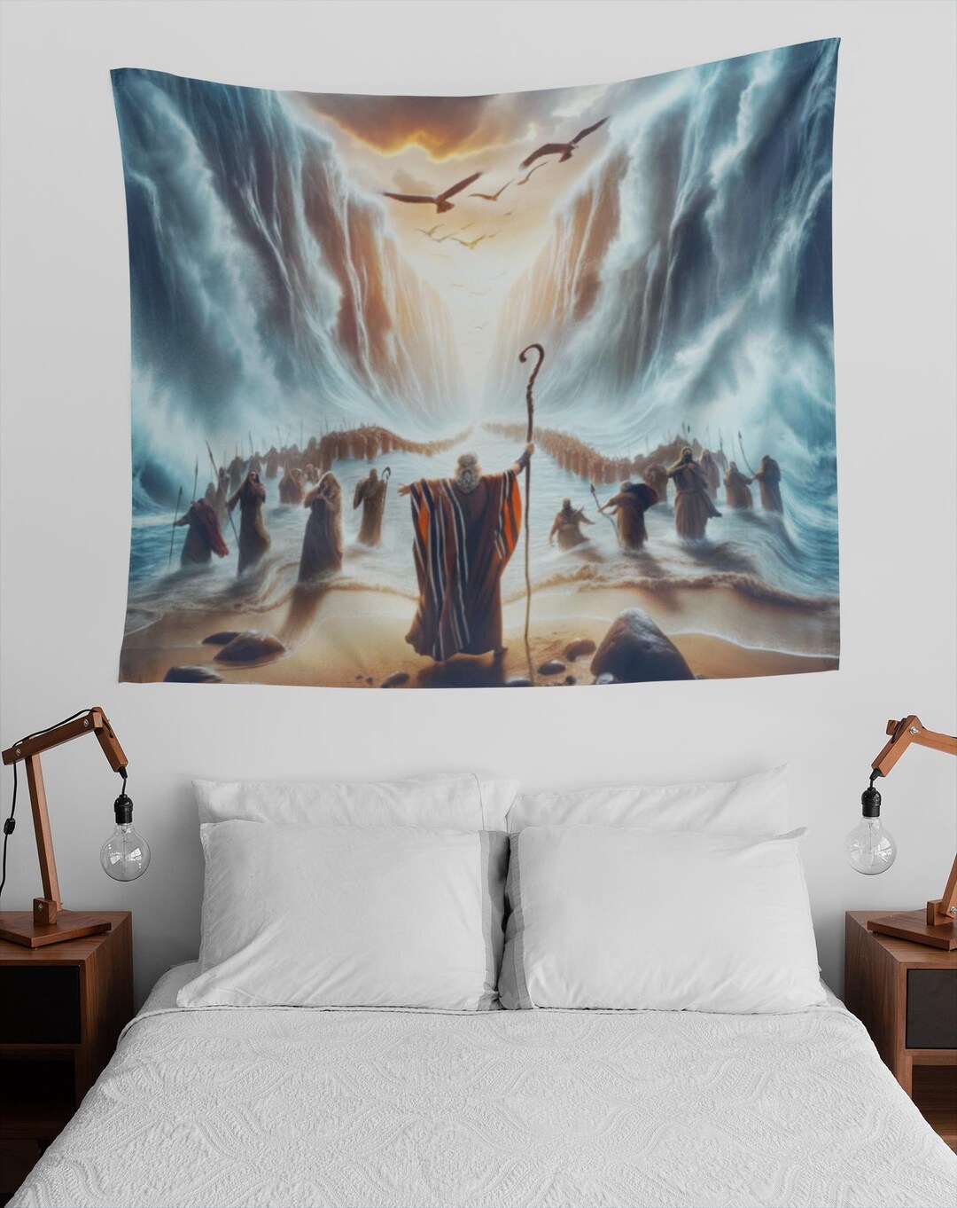 Moses Splitting the Red Sea Wall Tapestry ; Epic Biblical Decor for ...