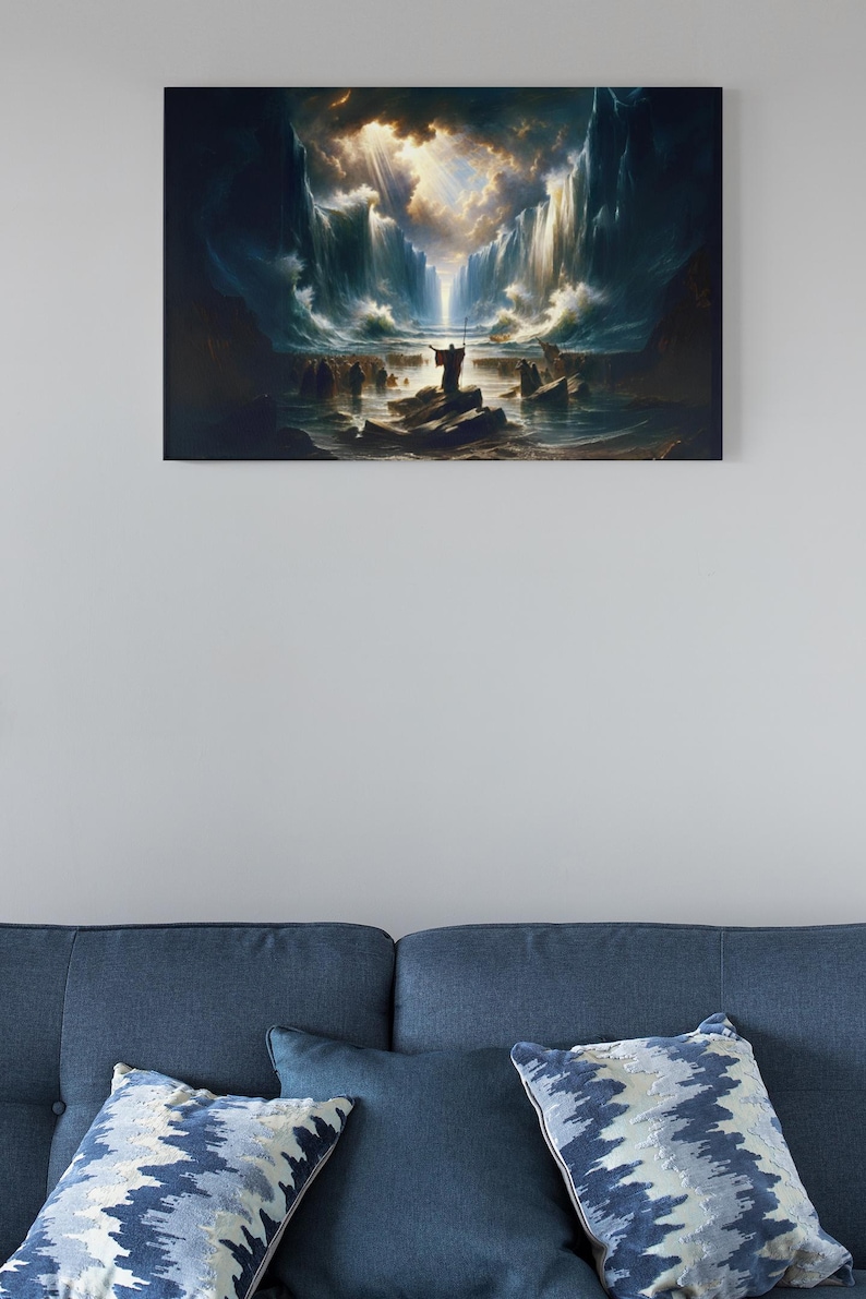 Moses Splitting the Red Sea Canvas Print, Christian Artwork From Bible ...