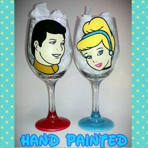 Prince and Princess Bride and Groom Wedding Hand-painted Wine Glasses ...