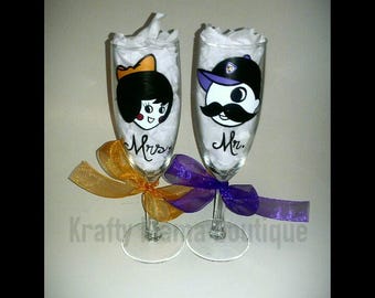 Mr. and Mrs. Natty Boh Wedding Glass Set Hand-painted for Marylanders ...