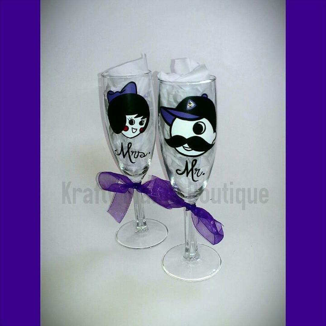 Mr. Natty Boh Ravens and Mrs. Utz Wedding Glass Set Hand-painted for ...