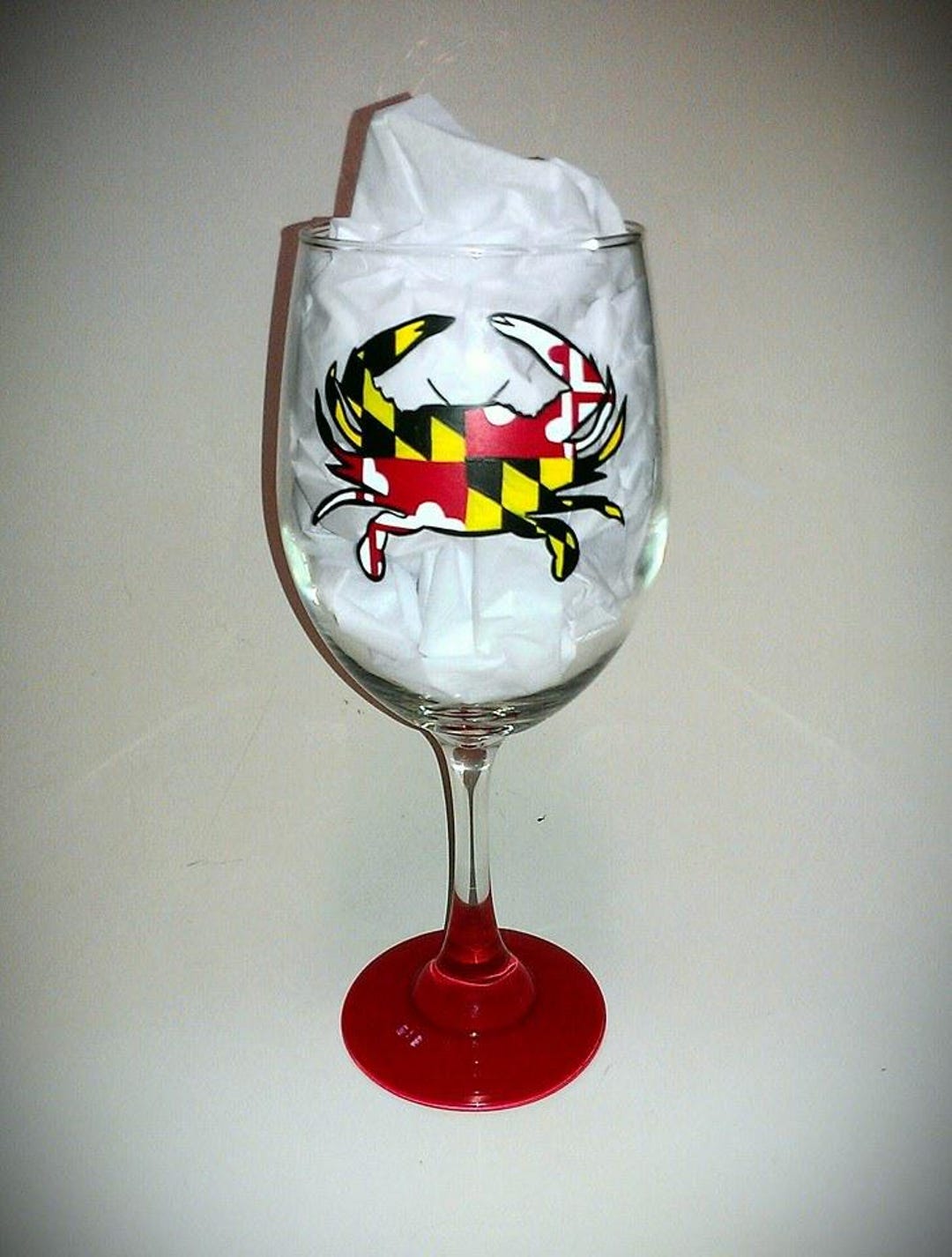 Maryland Crab Flag Glass Meticulously Hand-painted for Maryland Pride ...