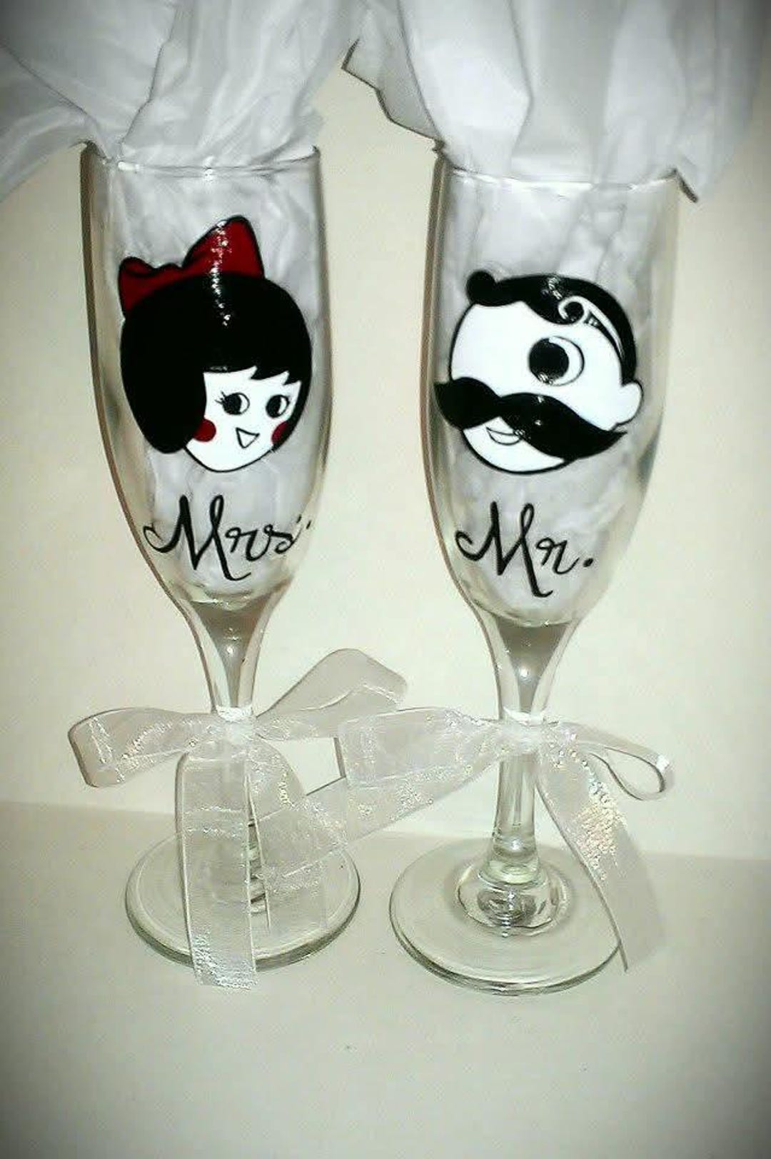 Mr. Natty Boh and Mrs. Utz Wedding Glass Set Hand-painted for ...