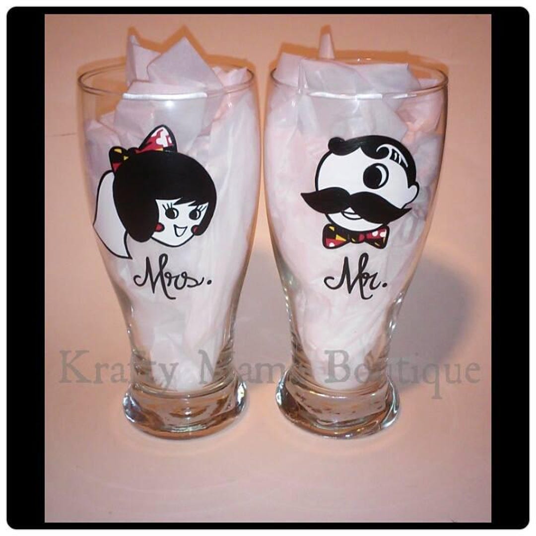 Mr. Natty Boh and Mrs. Utz Wedding Glass Set Hand-painted for ...