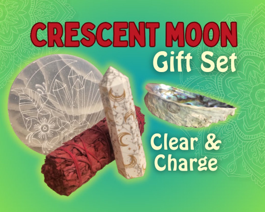Crescent Moon Gift Set Full Moon Moon Gifts Howlite Crescent Crystals ...