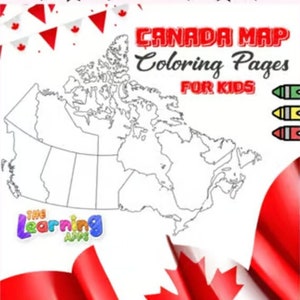 Canada Map Printable Worksheets Coloring Pages for Kids - Etsy