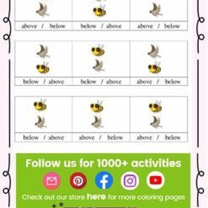 How to Use Above and Below Printable Worksheets for Grade 1 or Above ...