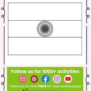 Flag of India Printable Worksheets Coloring Pages for Kids - Etsy