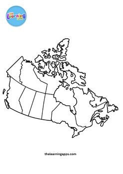 Canada Map Printable Worksheets Coloring Pages for Kids - Etsy