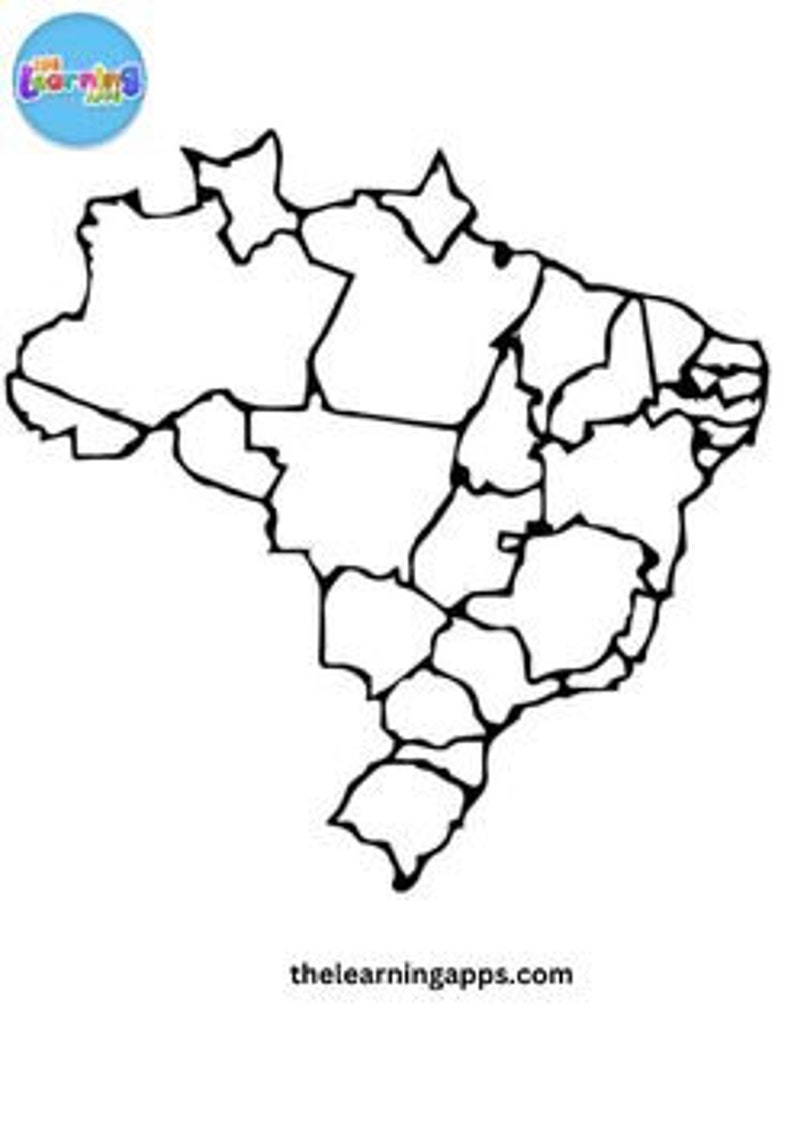 Map Flag of Brazil Coloring Page for Kids Brazilian Map and Flag for ...