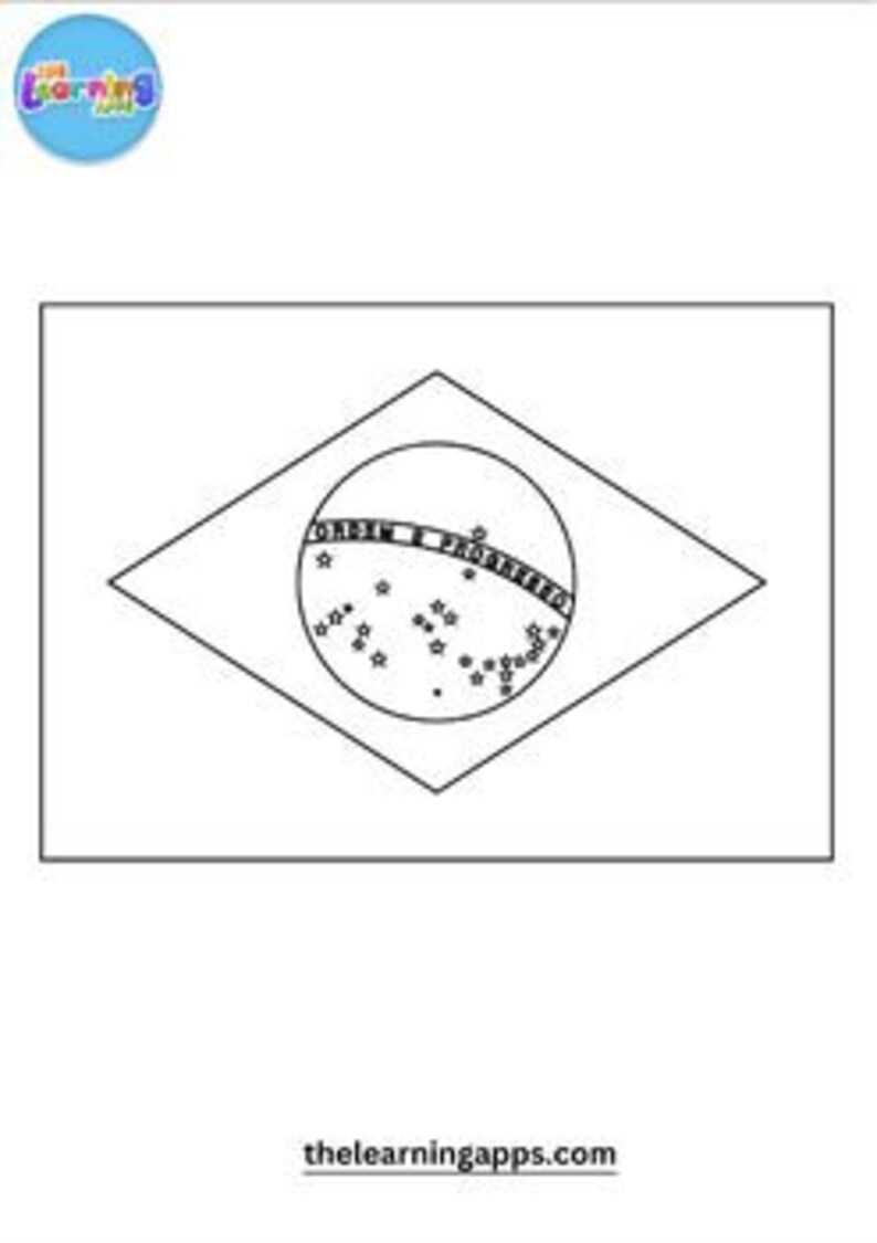 Map Flag of Brazil Coloring Page for Kids Brazilian Map and Flag for ...