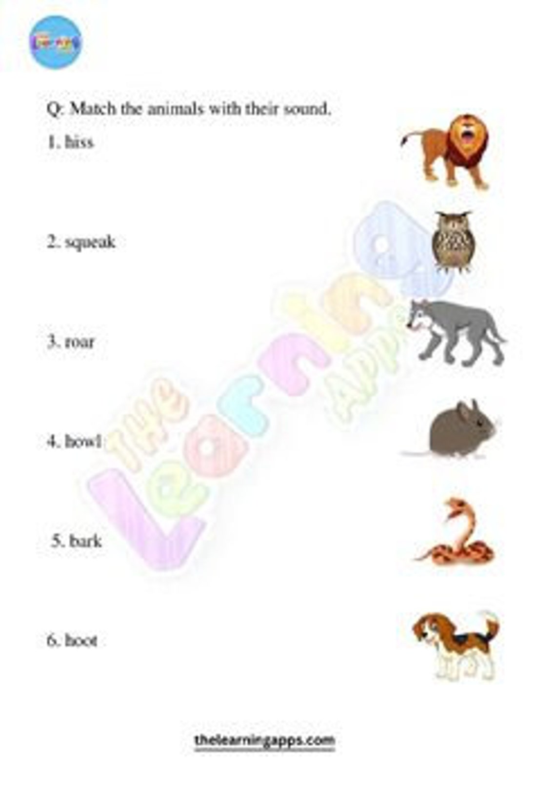 Identify Animal Sounds Printable Worksheets for Kids Animal Voice Match ...