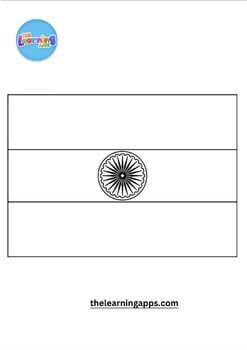 Flag of India Printable Worksheets Coloring Pages for Kids - Etsy