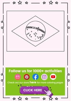 Map Flag of Brazil Coloring Page for Kids Brazilian Map and Flag for ...