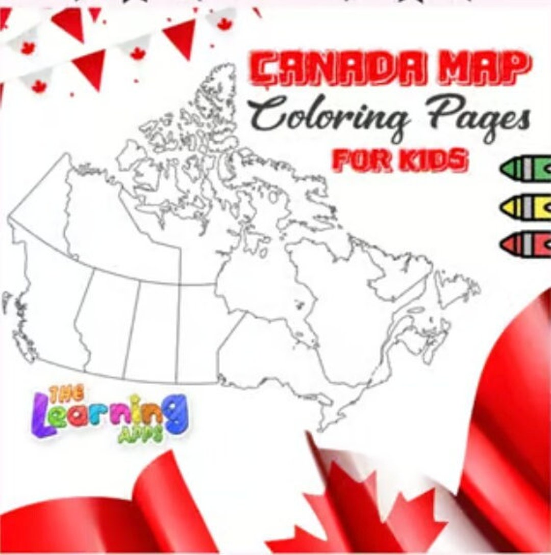 Canada Map Printable Worksheets Coloring Pages for Kids - Etsy