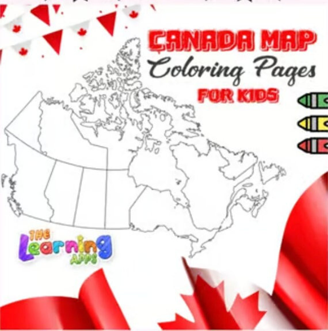 Canada Map Printable Worksheets Coloring Pages for Kids - Etsy