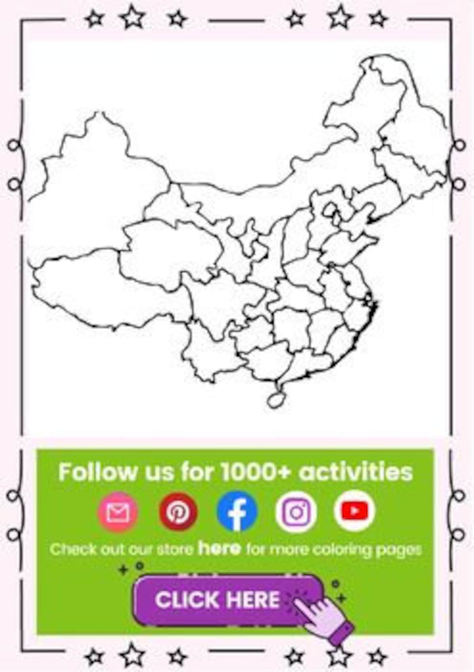 China Map Coloring Printable Worksheets for Kids Color the Chinese Map ...