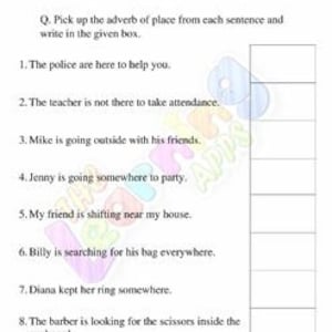 Adverb of Place Printable Worksheets English Grammar Parts of Speech ...