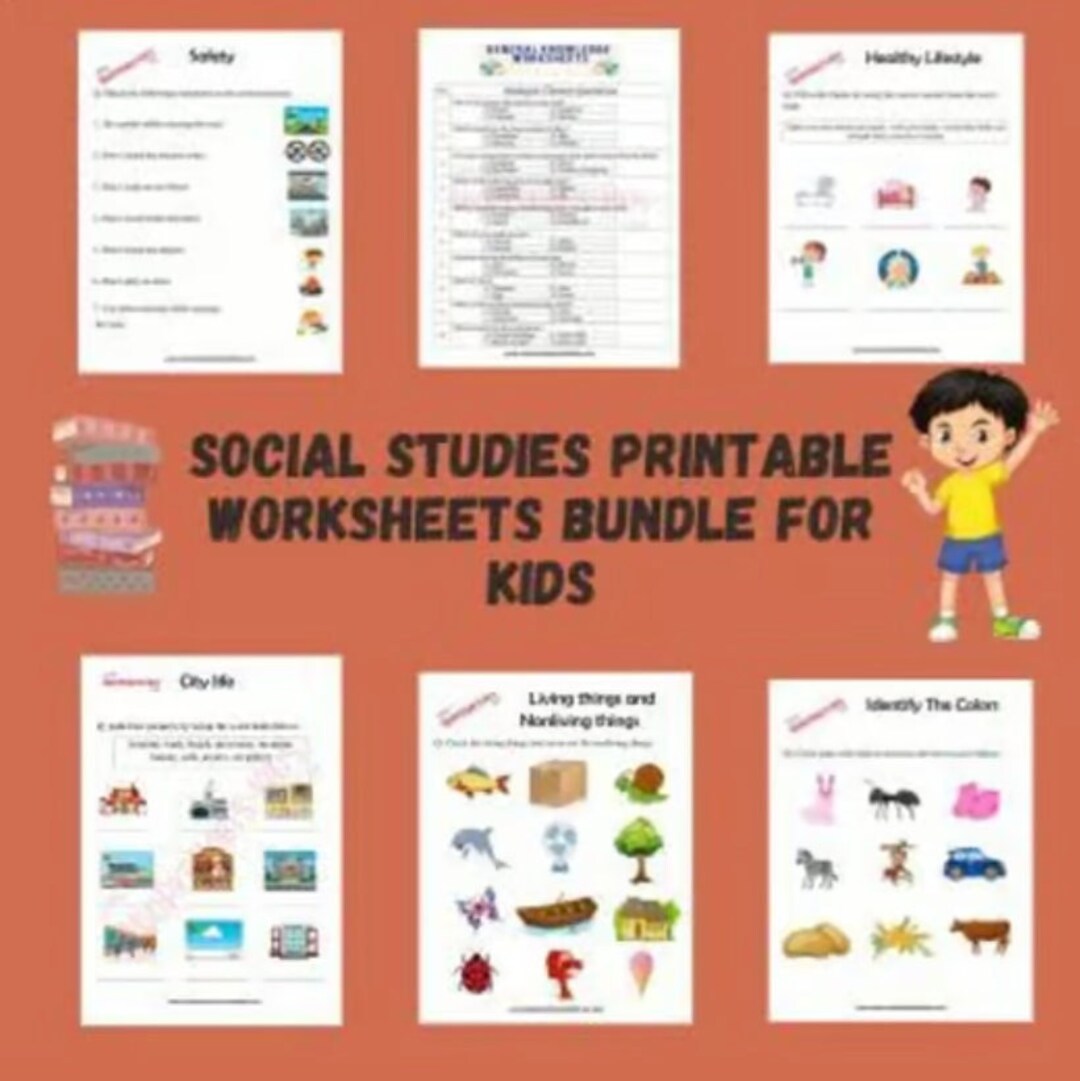 Social Studies Printable Worksheet Bundle for Grade 1 Primary Kids ...