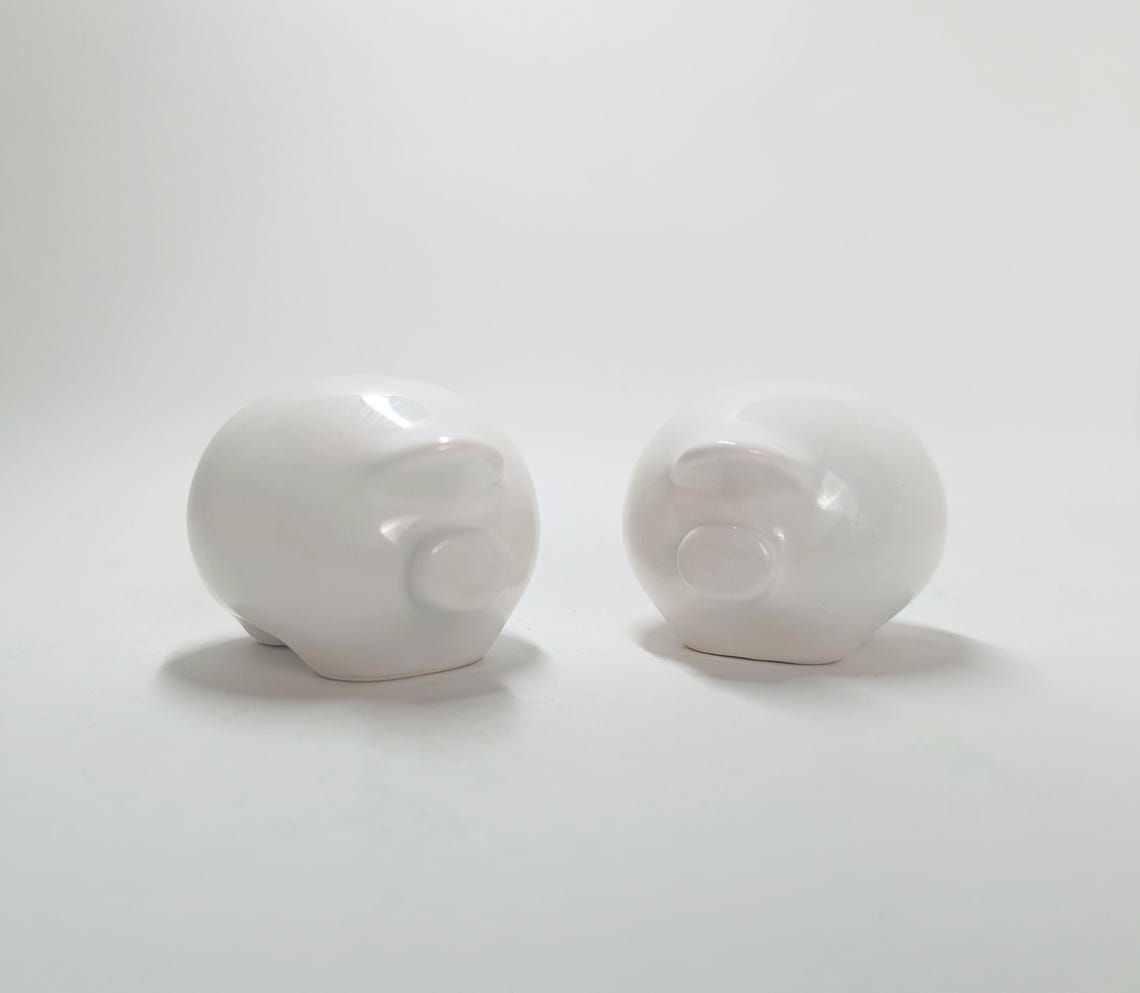 Vintage Goebel Porcelain Pig Figurines, Abstract Mid-century Modern ...