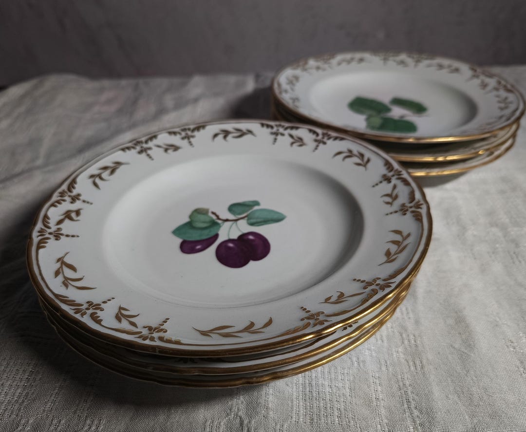 Set of 6 Vintage Fischer and Meig Plates Colorful Fruit Motifs With ...