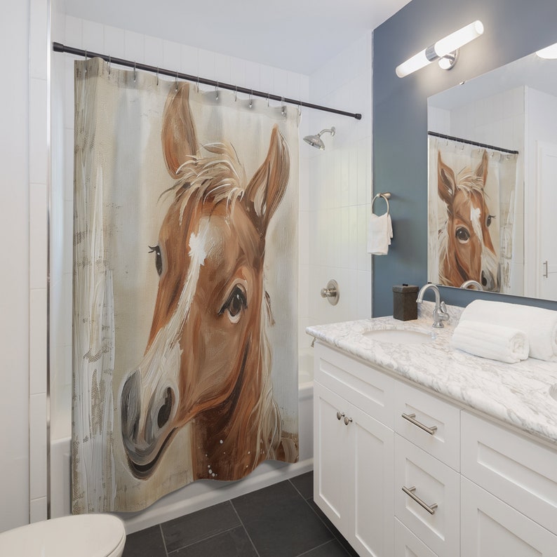 Adorable Cartoon Pony Shower Curtain/horse Bathroom Decor/kids Bathroom ...