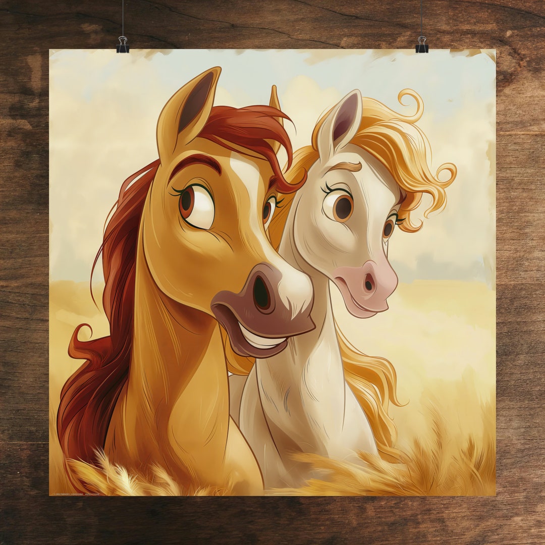 Kids Cartoon Ponies Poster, Equestrian Gift/horse Lover Gift/horse Art ...