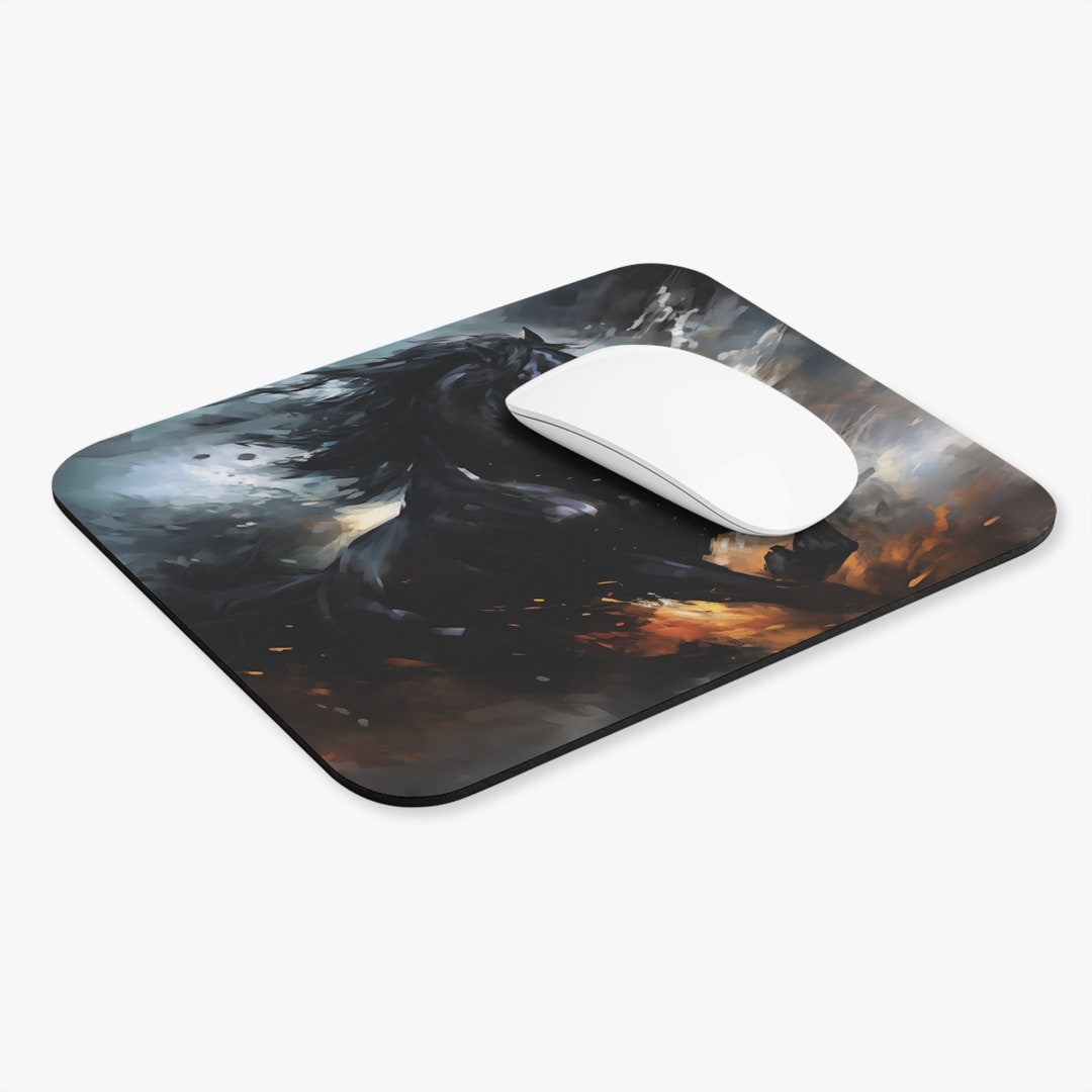 Colorful Black Horse Mouse Pad/rectangle/horse Lovers Gift for ...