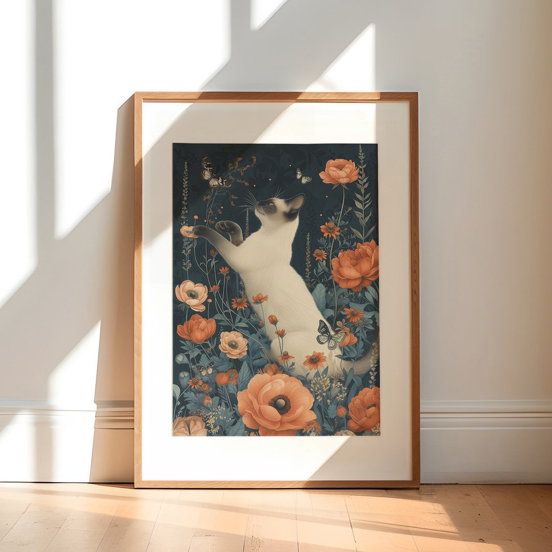 Boho Siamese Cat Poster Poster Wall Art Home Decor Cat Art Funny Gift ...