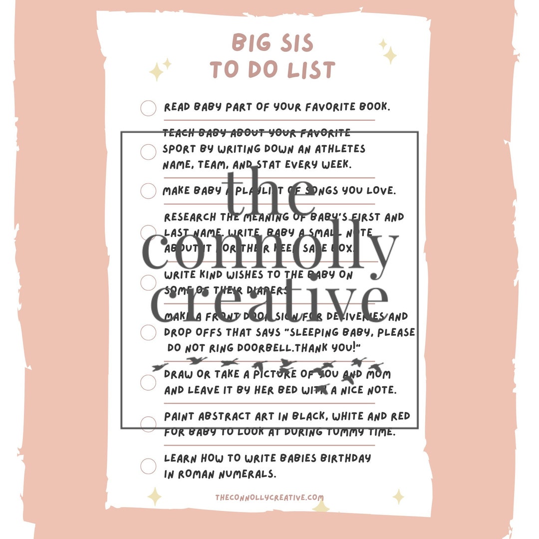 Big Sis List Ages 6+ - Etsy