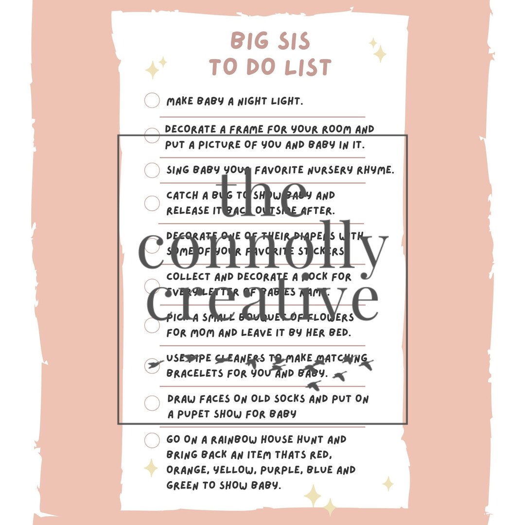 Big Sis List Ages 5 & Under - Etsy