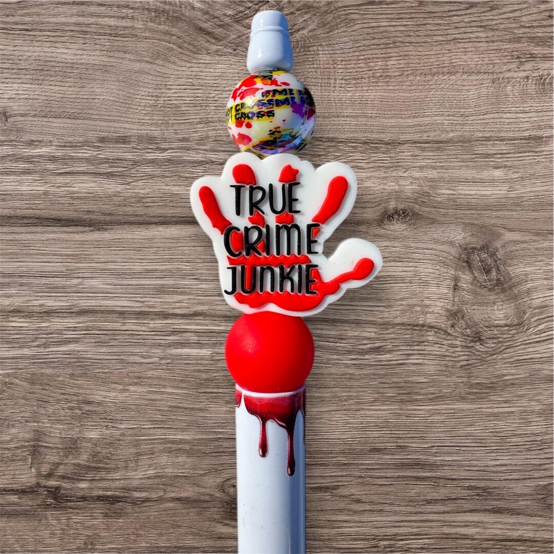 True Crime Junkie Pen | Horror Aesthetic Pen | Bloody Handprint Pen ...