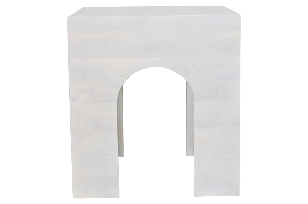 Eastway White Wash Mango Wood Side Table Archway Base, Minimalist ...