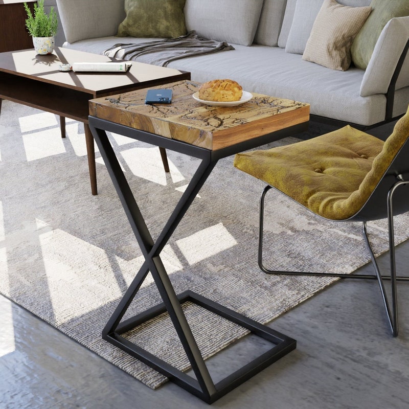 Rustic Wood Metal Side Table - Etsy