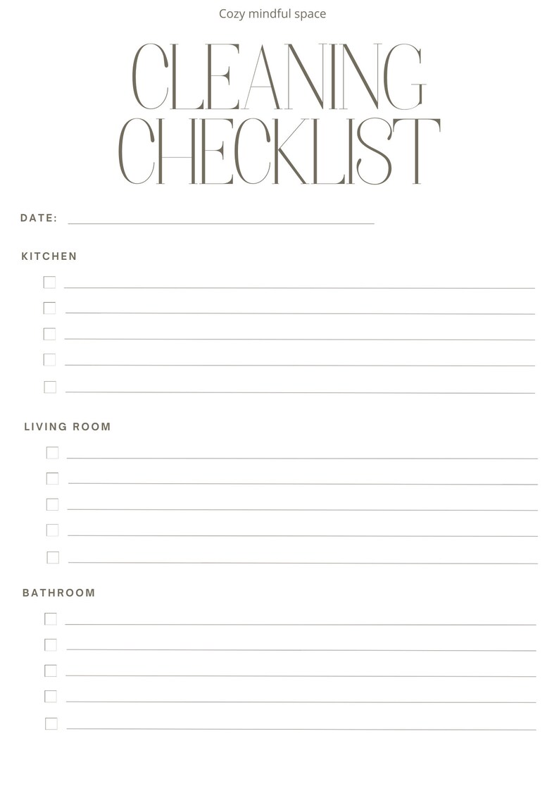 Editable & Printable Cleaning Planner Customizable Cleaning Schedule Minimalist Weekly House ...